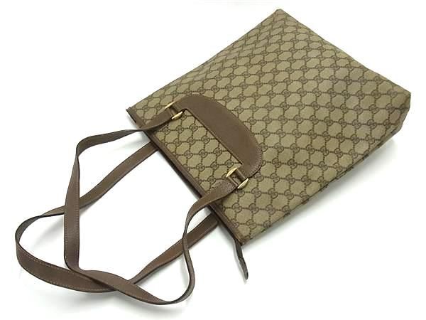 1円 GUCCI グッチ 002 インターロッキングG GG柄 PVC×レザー トートバッグ ショルダーバッグ 肩掛けかばん ブラウン系 ...
