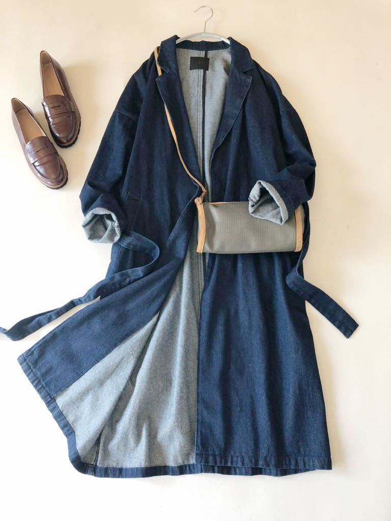 アーバンリサーチ KBF コットン100%大人可愛いゆったりオーバーサイズウエストリボンチェスターデニム羽織りガウンコート(コート)｜売買されたオークション情報、yahooの商品情報を ...