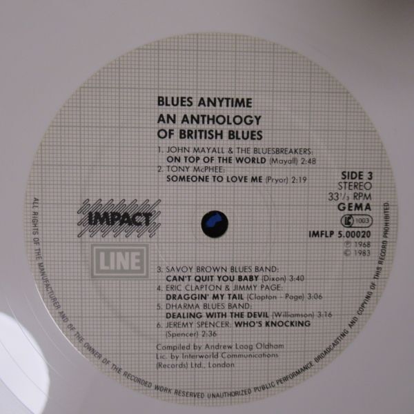 BLUES LP/GERMANY ORIG./4LP/WHITE VINYL/美盤/Various - Blues Anytime - An Anthology Of British ...