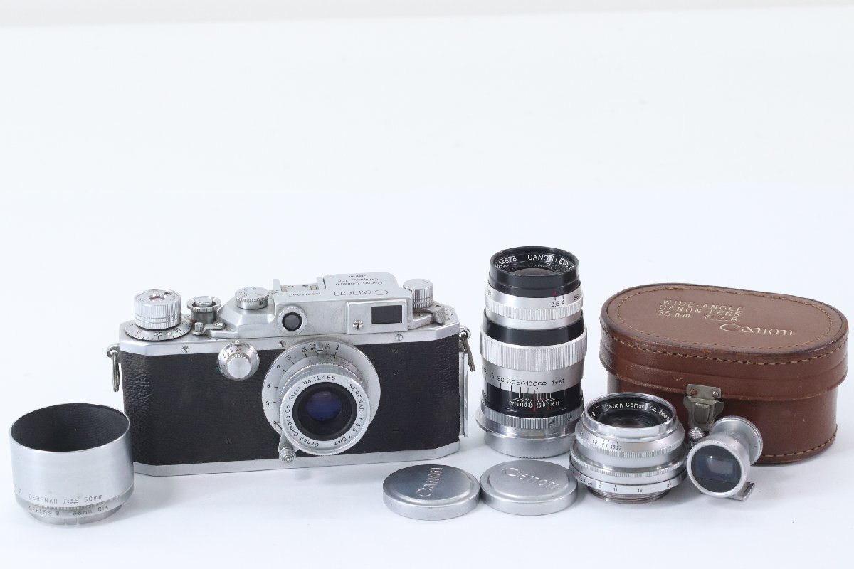 CANON キャノン II D 2D レンジファインダー フィルムカメラ 50mm F3.5/100mm F3.5/35mm F2.8 単焦点 ...