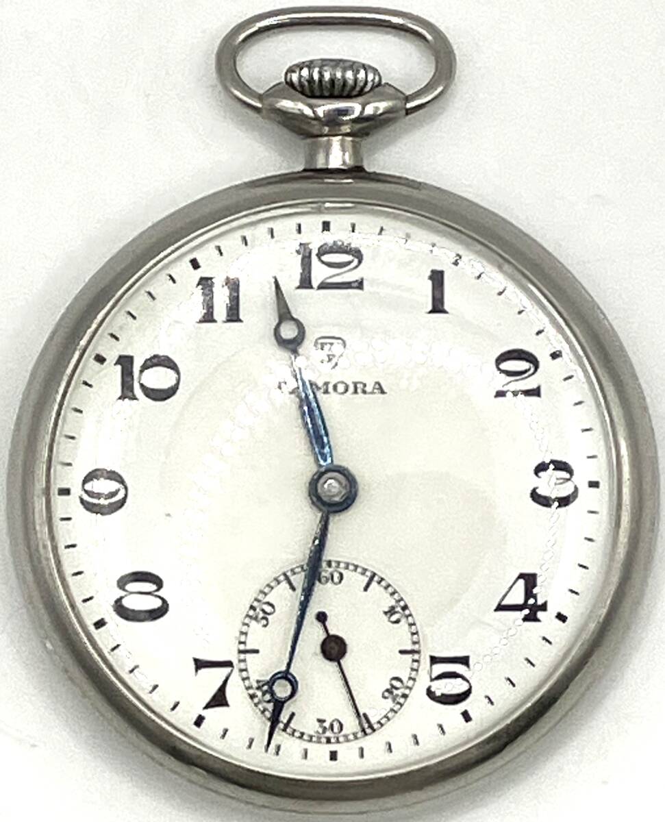 9257 FAMORA ファモラ 手巻き シルバー 白文字盤 FMT 15jewels 15石 機械式 懐中時計 アンティーク レトロ メンズ ...