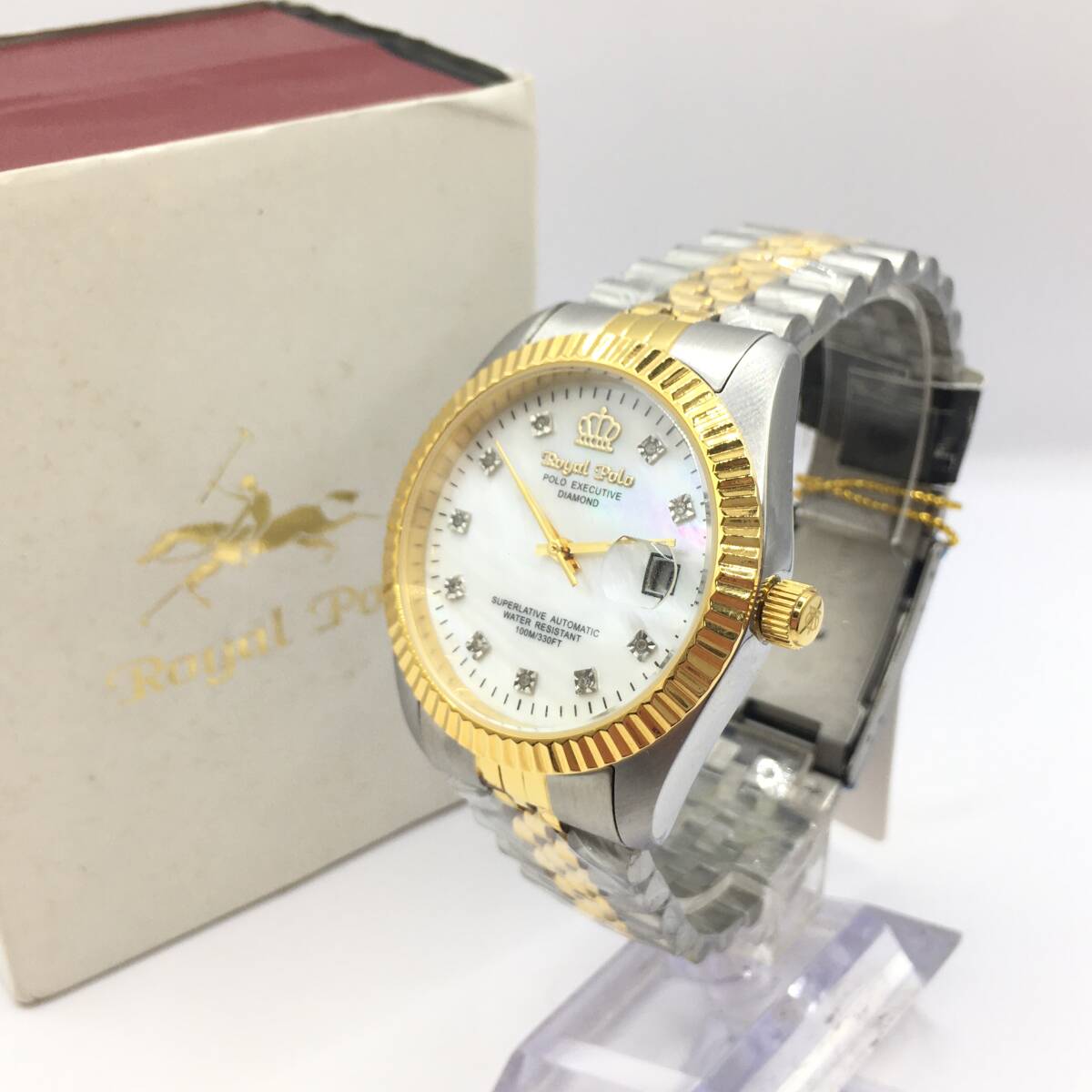 O246-234 Royal Polo / ローヤル ポロ シェル文字盤 3針 Date デイト メンズ 自動巻き 腕時計 付属品あり 稼働品 ...