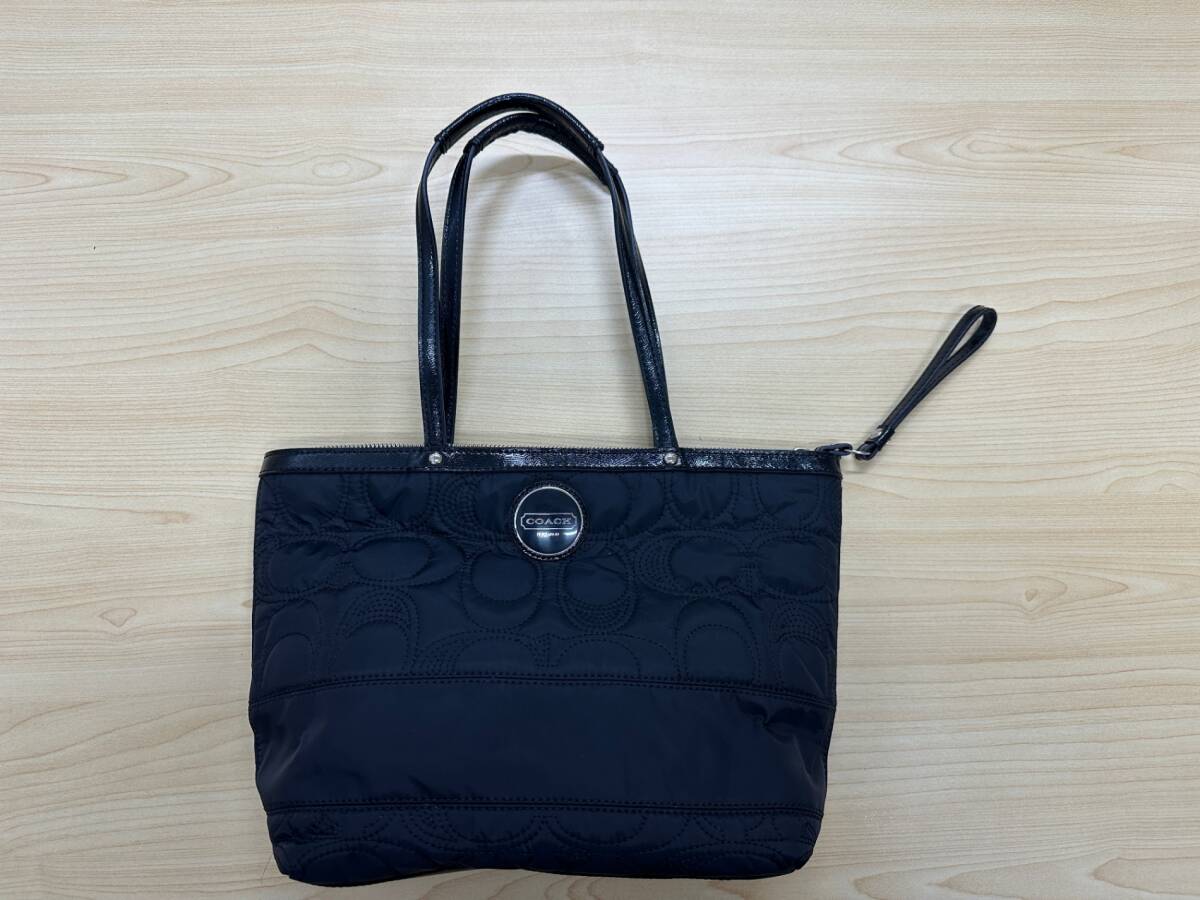 COACH コーチ F17668 ハンドバッグ ナイロン ブラック シグネチャー ブランド レディース 婦人鞄 DYJ1539(ハンドバッグ ...