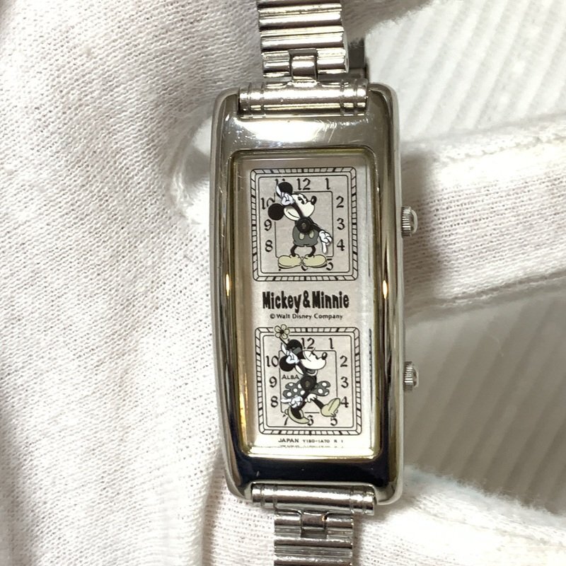 1円 電交済 SEIKO ALBA セイコー アルバ Y150-5H60 デュアルタイム ミッキー ミニ ディズニー クオーツ 腕時計 ...
