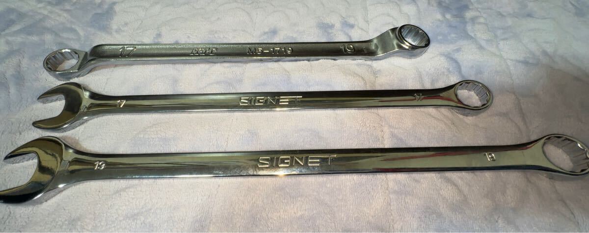 KTC 45℃ ×6℃ ロングメガネレンチ 17×19＆シグネット コンビネーションスパナ 17 19 計3本セット(コンビネーションレンチ)｜売買されたオークション情報、yahooの商品情報 ...