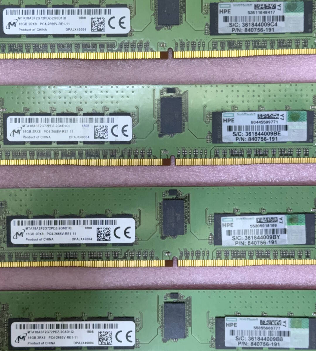 ＞Micron MTA18ASF2G72PDZ-2G6D1 4枚セット PC4-21300/DDR4-2666/PC4-2666V ECC ...
