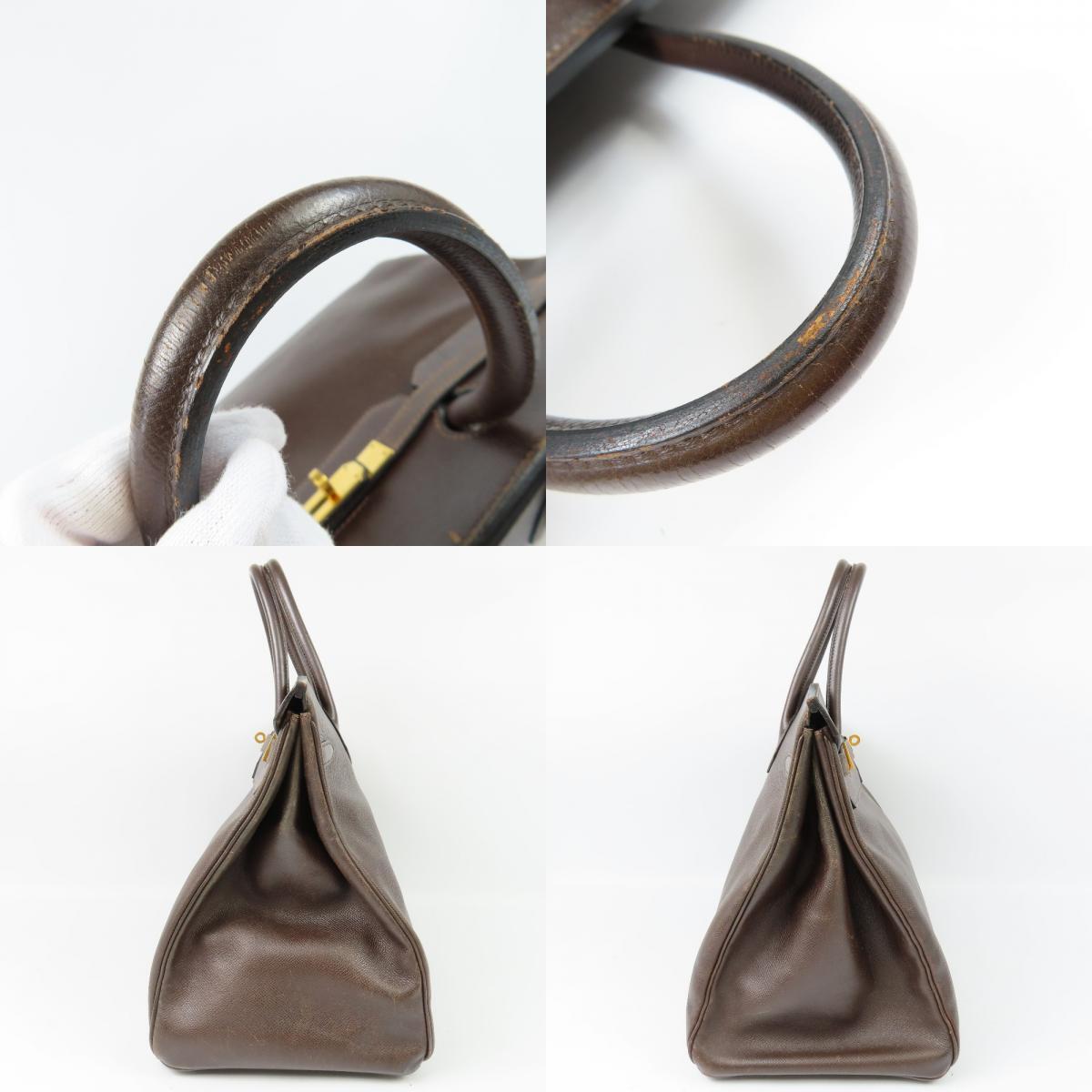 203477 1円スタート HERMES エルメス 中綺麗 バーキン40 G金具 ヴィンテージ ハンドバッグ クシュベル ダークブラウン Y ...