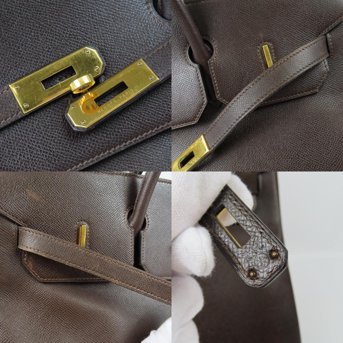 203477 1円スタート HERMES エルメス 中綺麗 バーキン40 G金具 ヴィンテージ ハンドバッグ クシュベル ダークブラウン Y ...