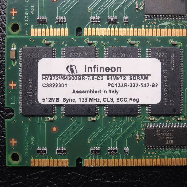 Infineon 512MB PC133 ECC REG 2枚 合計1GB 定形外郵便￥205可(サーバー)｜売買されたオークション情報 ...