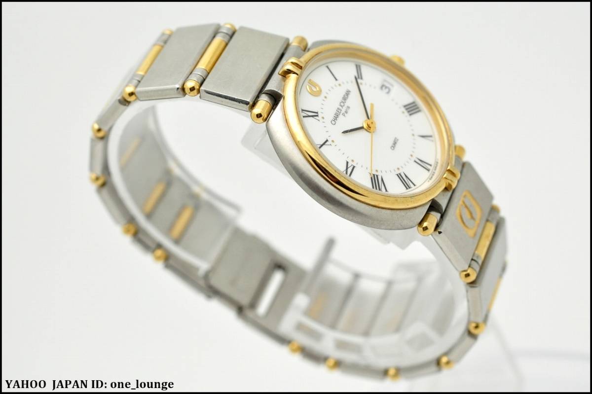 シャルル ジョルダン CHARLES JOURDAN メンズ 腕時計 クォーツ コンビ ETA 955 414 スイス製 白 ホワイト ...