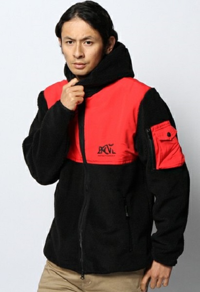 BACK CHANNEL ブルズカラー フード ボアフリースジャケット HOODED BOA JKT L バックチャンネル 赤黒 パーカー 極 NITRAID NITRO 竜人(Lサイズ ...