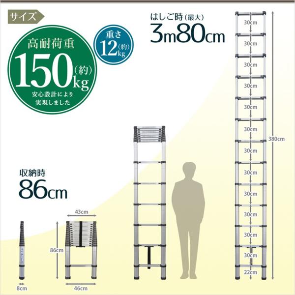 軽量 アルミ 製 伸縮はしご 3.8mDN-SL38(脚立、踏み台)｜売買されたオークション情報、yahooの商品情報をアーカイブ公開 - オークファン（aucfan.com）