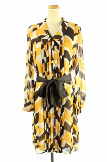 クードシャンス CdeC COUP DE CHANCE ワンピース シャツ 膝丈 総柄 シフォン インナー ベルト付き 長袖 38 オレンジ /HA AC レディース(その他)｜売買された ...