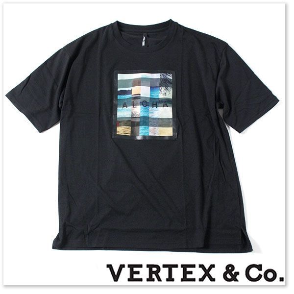 メンズ VERTEX&Co. XLサイズ 個性あふれる ロゴプリント ビッグ Tシャツ 半袖 3D エンボス 黒ブラック バーテックス ...