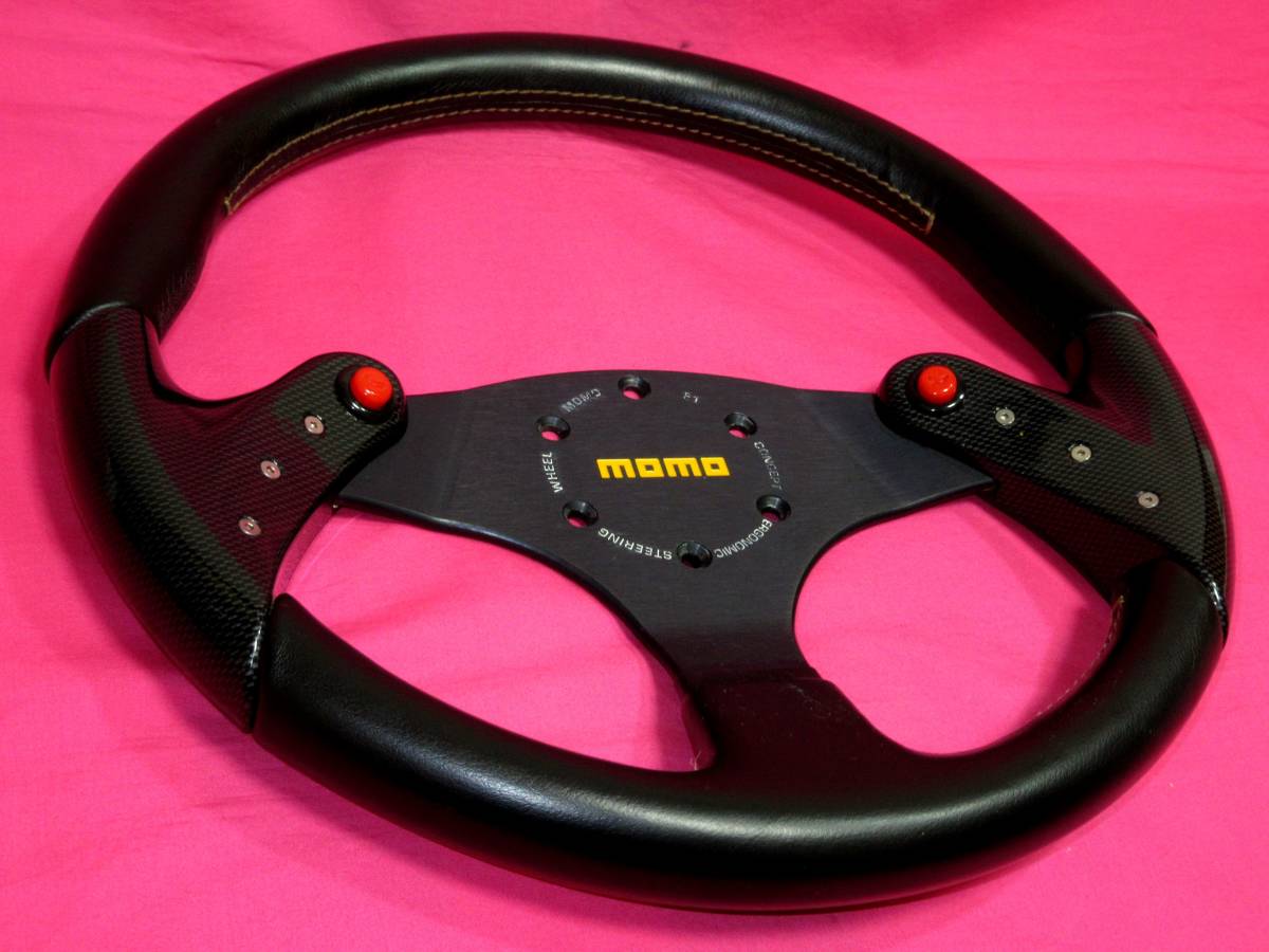 2222 正規品 MOMO spider F1 モモ スパイダーF1 CONSEPT 35Φ ブラックレザー＆カーボングリップ ステアリング ...