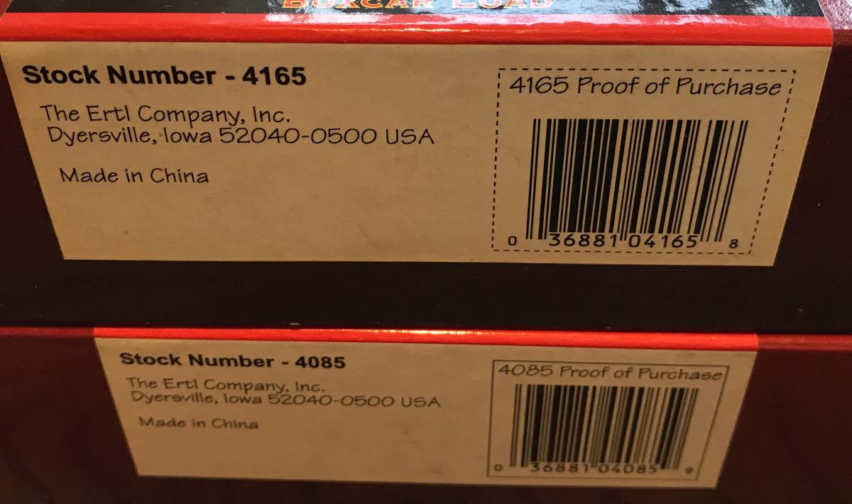 The Ertl Company PALLETIZED BOXES BOXCAR LOAD Stock#4165 & KD GRAIN ...