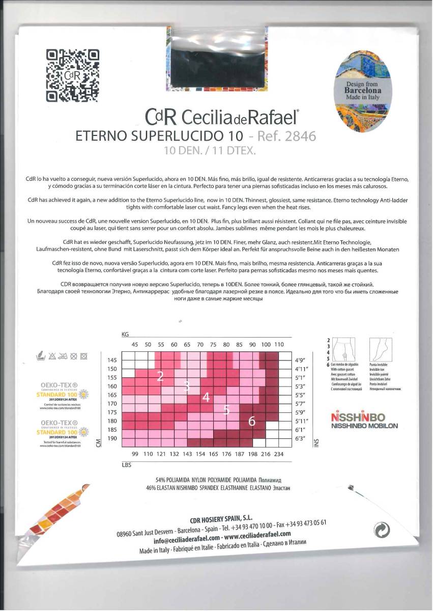 2-Sサイズ/カラーNEGRO/ラファエル/イタリア製CdR/ Eterno 10den Super Lucido Pantyhose超光沢 ...