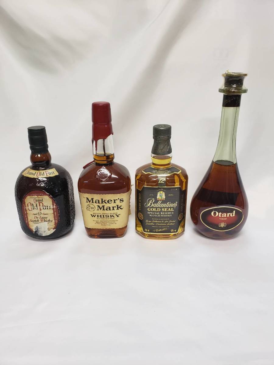 1325 4本セット Old Parr 12年 Maker's Mark Ballantine's Gold Seal Otard vV.S ...