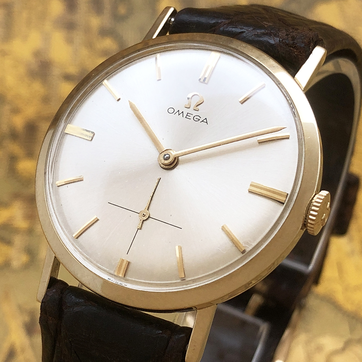 高級 OMEGA オメガ 1960s アンティーク 14K 金無垢 cal.510 銀文字盤 スモセコ ビンテージ トリプル サイン メンズ ...