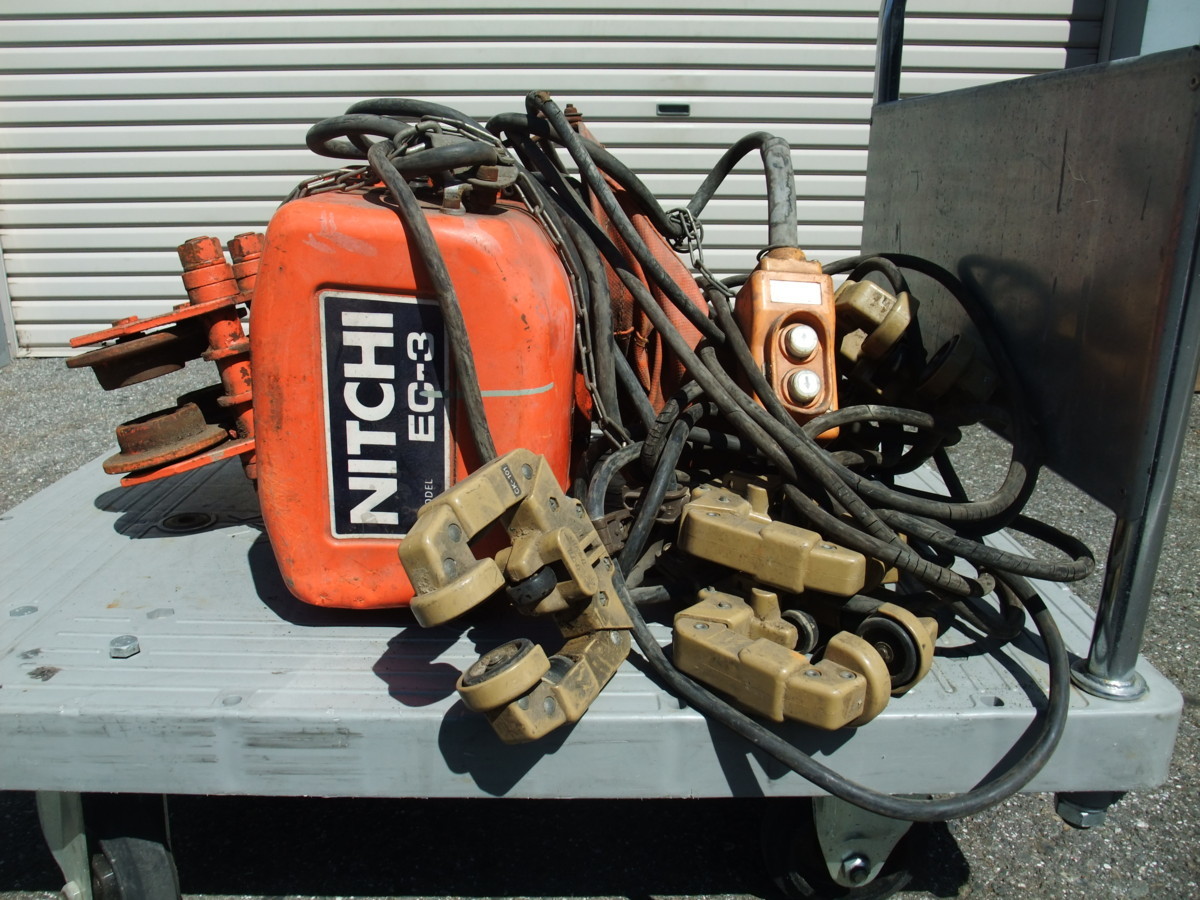 ニッチ NITCHI エコノミー EC-3 1000kg 揚程 3m 3相 200V 電動チェーンブロック ホイスト トロリー 1t セット ...