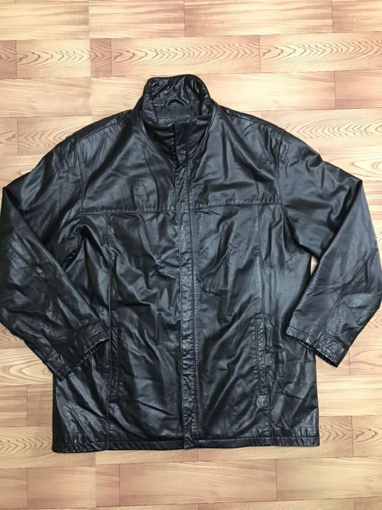 衝撃の最安値 BXBK by FIRST DOWN/ファーストダウン メンズレザージャケット/本革 牛革 Lサイズ表記 ブラック フロント ...