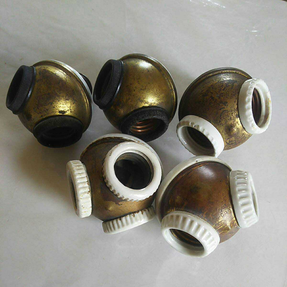 vintage benjamin DOUBLE SOCKET ×3 MESSERVEYS SOCKET ×2 ベンジャミン ソケット インダストリアル シャビー USA antique(照明 ...