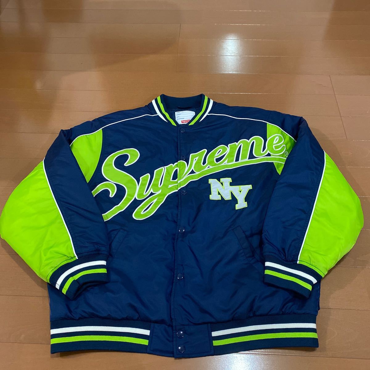 XL Supreme Contrast Script Varsity Jacket NAVY シュプリーム ジャケット スクリプト ロゴ LOGO スタジャン スタジアムジャンパー(ジャンパー ...