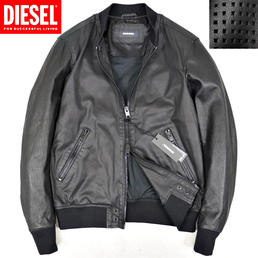 定価￥80 300- タグ付 DIESEL ディーゼル L-POWELL JACKET 羊革 ラムレザー切替 コーティングコットン シングル ...