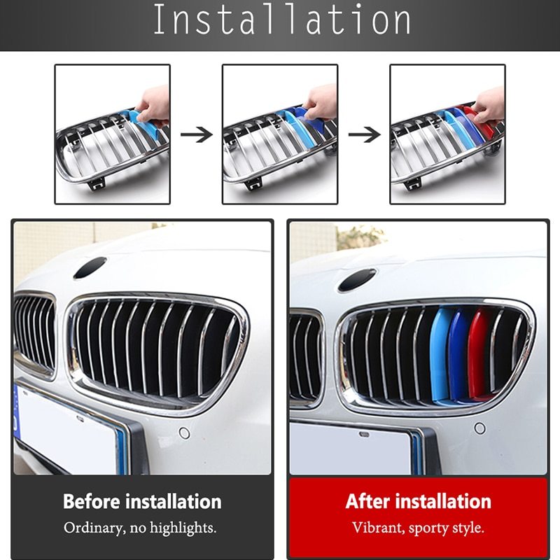 フロントグリルトリムストリップBMW E46 E90 E60 E39 E36 F30 F10 F20 X5 E70 E53 G30 E91 E92 E93 E87 X3 E83 F25 X6 ...