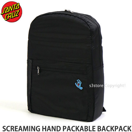 1円 SANTA CRUZ SCREAMING HAND PACKABLE BACKPACK BLACK OS サンタクルーズ ポケッタブル ...