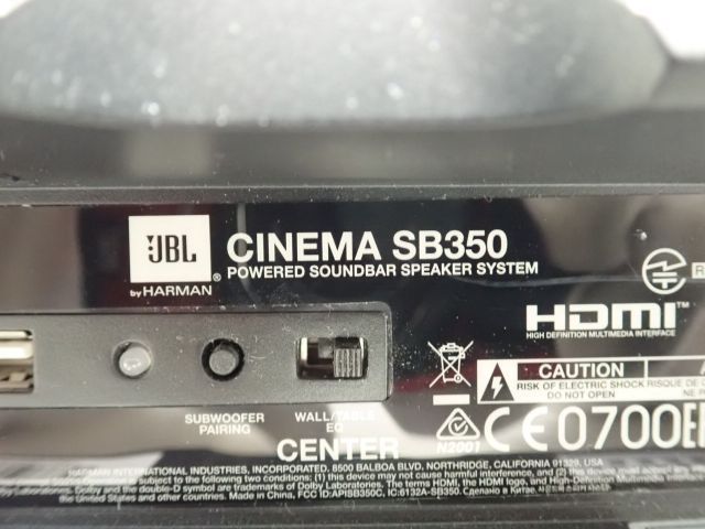 良品 JBL ジェイビーエル Bluetooth対応 2.1chホームシアターシステム CINEMA SB350 リモコン付き ∩ 5FE68 ...