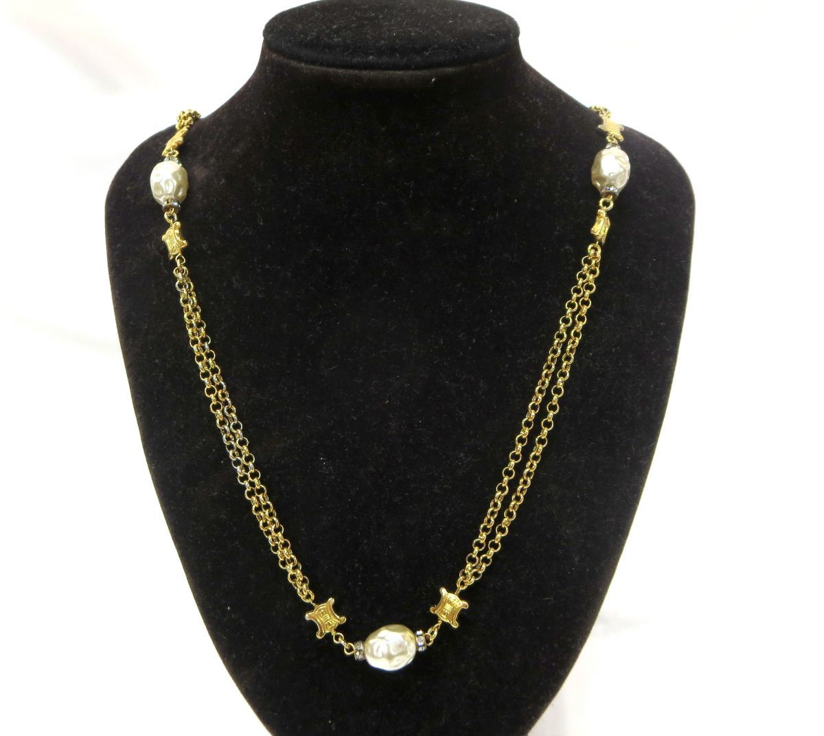 1000円スタート ネックレス CELINE セリーヌ チェーン マカダム イミテーションパール ゴールド 全長約78cm アクセサリー O4006(その他)｜売買されたオークション情報 ...