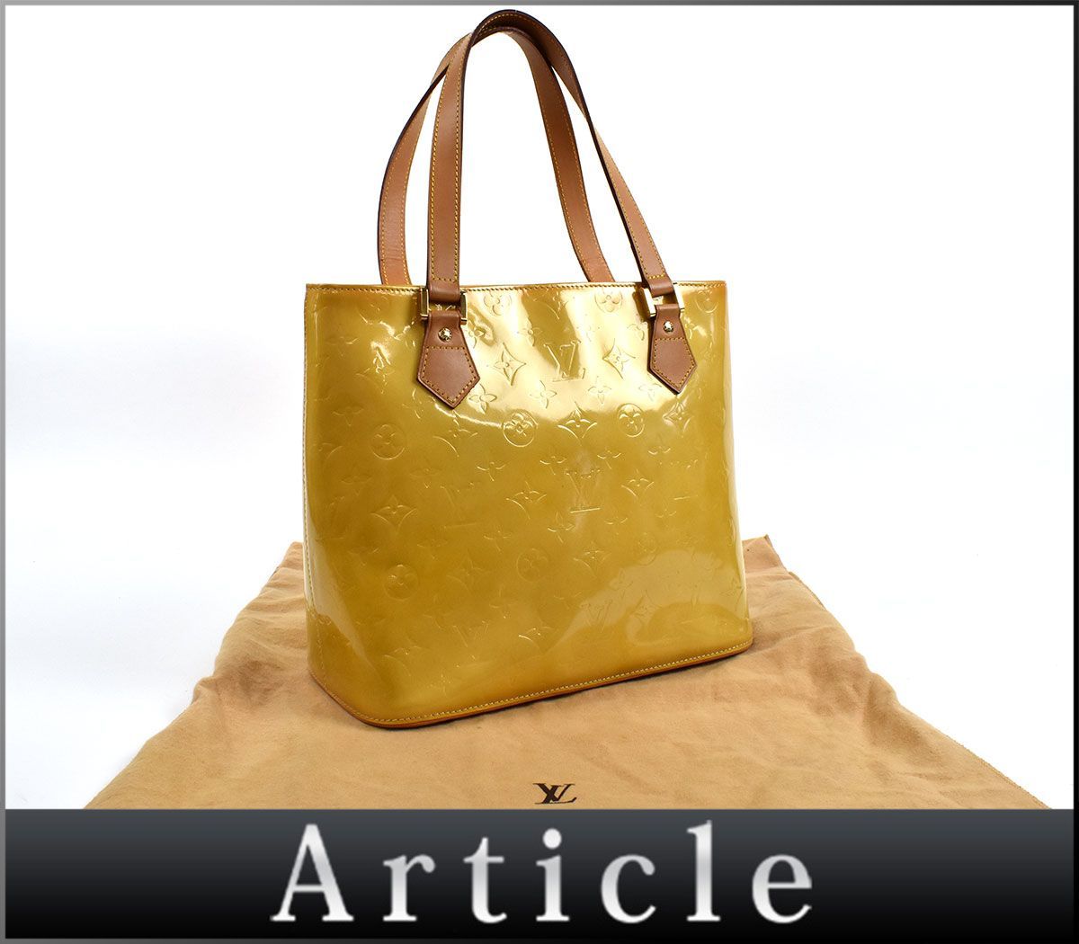 100797〇 LOUIS VUITTON ヴィトン ヒューストン トートバッグ M91121 パテントレザー ヴェルニ ジョーヌ イエロー ...
