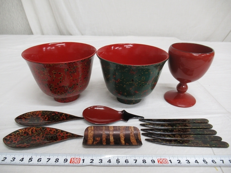 M1670 津軽塗/桜皮細工等 椀 馬上杯 茶匙 菓子切 漆器 まとめて(その他)｜売買されたオークション情報、yahooの商品情報を ...
