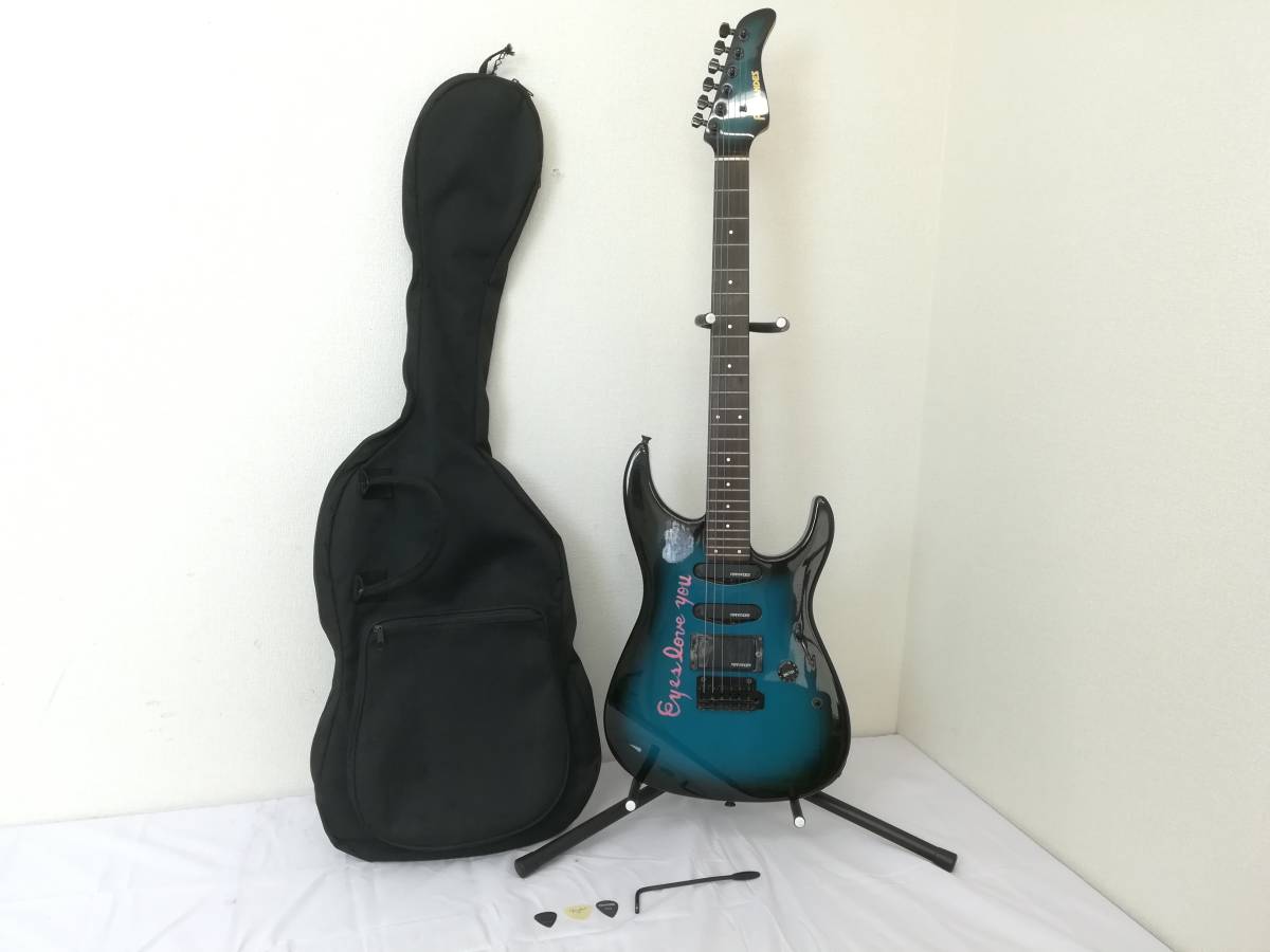 IE70 FERNANDES フェルナンデス エレキギター ピック ソフトケース付き グリーン ブルー エメラルド 通電 み 現状品 ...