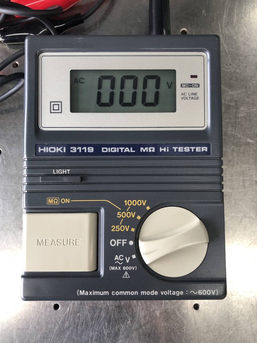 通電確認済み 日置電機 ひおき んき HIOKI 3119-11 絶縁抵抗計 デジタル MΩ HI テスター 携帯型 高圧 電気測定器 ...