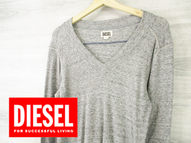 2174c DIESEL 秋冬 ディーゼル＜薄手 コットン Vネック ニット＞M セーター カットソー ロンT Ricicli17(セーター ...