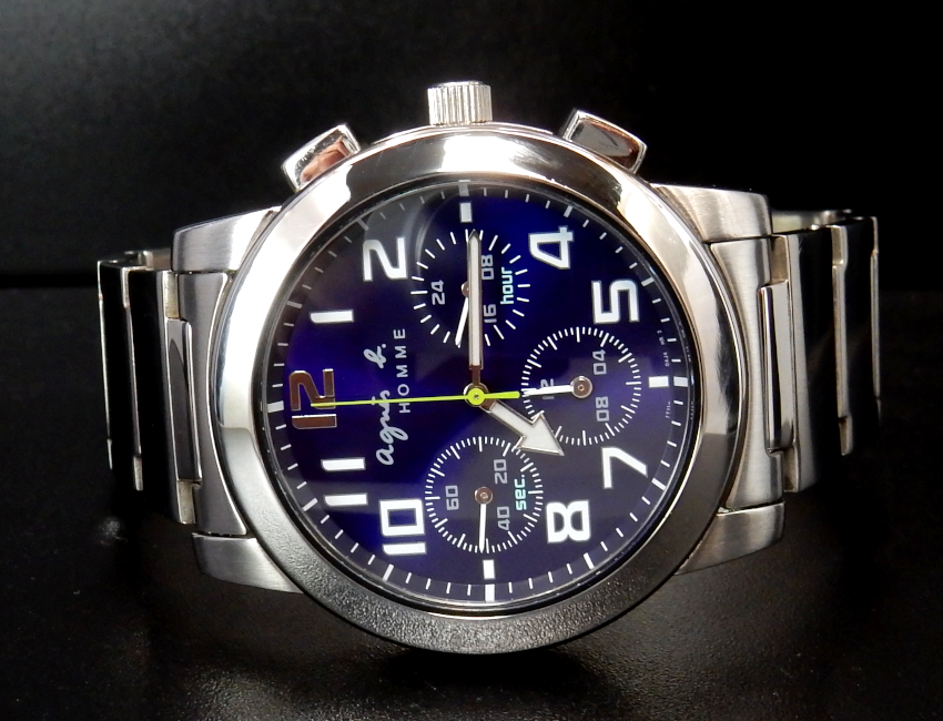 送料198円 動品 アニエスベー クロノグラフ クォーツ メンズ 腕時計 ブルー 青 agnis mens watch(アニエスベー)｜売買さ ...