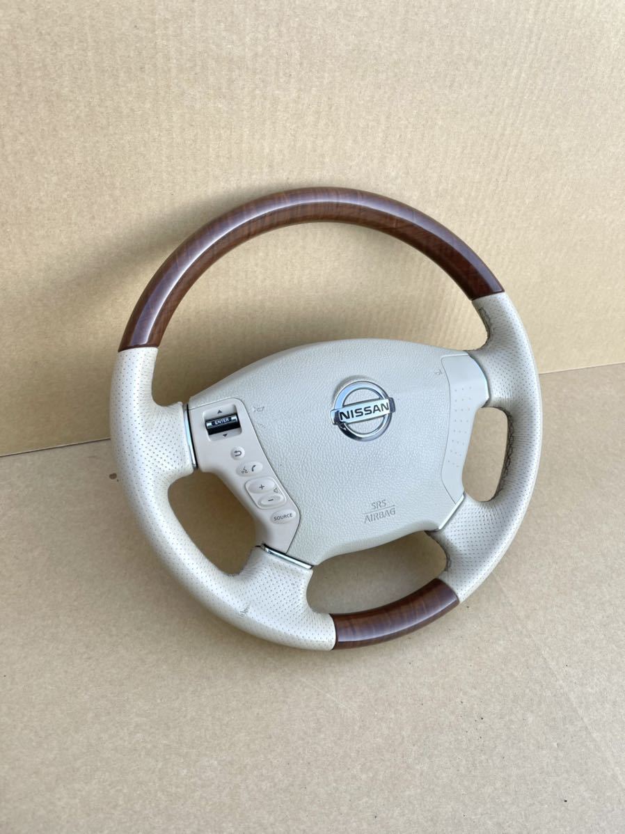 日産 フーガ Y50/PY50 純正 ステアリング ハンドル ウッドコンビ エアバッ付きセレナ C25 エルグランド E51 等にも(ステアリング、ハンドル本体)｜売買されたオークション情報 ...