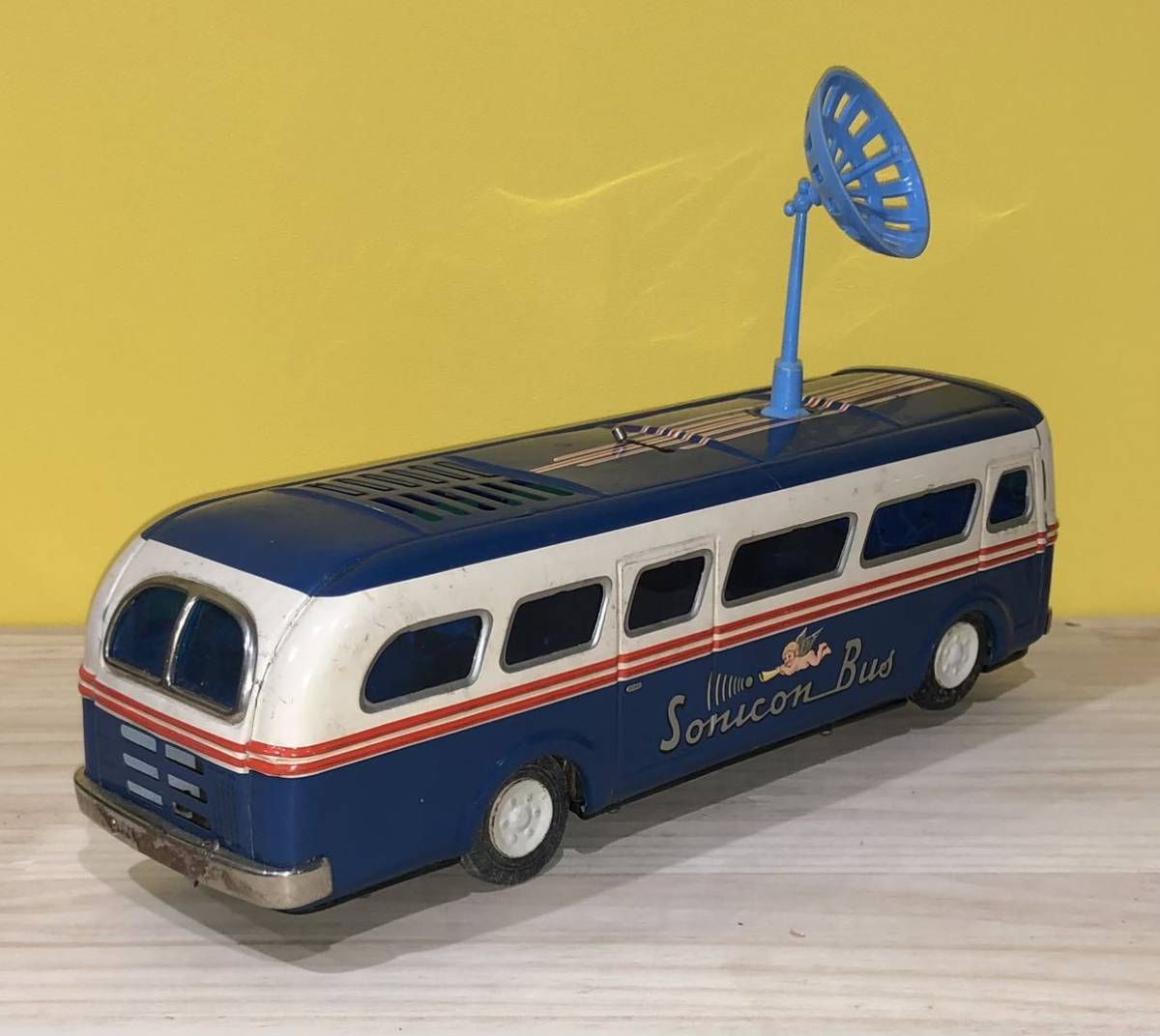 奇跡の一品 増田屋 当時物 ソニコン バス Sonicon Bus アンテナ 笛 玩具 自動車 ブリキ玩具 ブリキのおもちゃ 箱付き レトロ ...