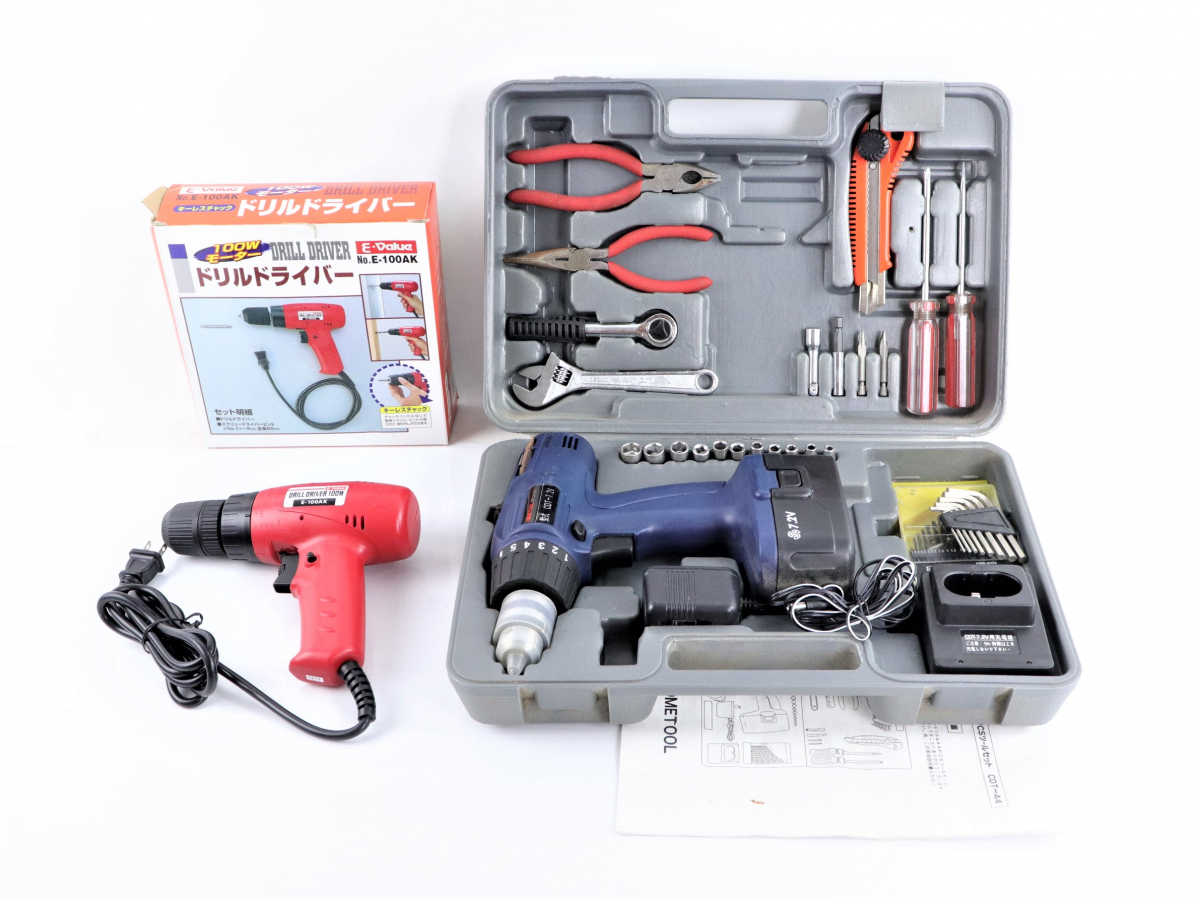 電動工具 2点まとめ ナカトミ産業 HOMETOOL CDT-7.2V/藤原産業 E-100AK ドリルドライバー 箱 ケース 充電器 説明書 その他付属品付 FPFZ24(本体)｜売買された ...