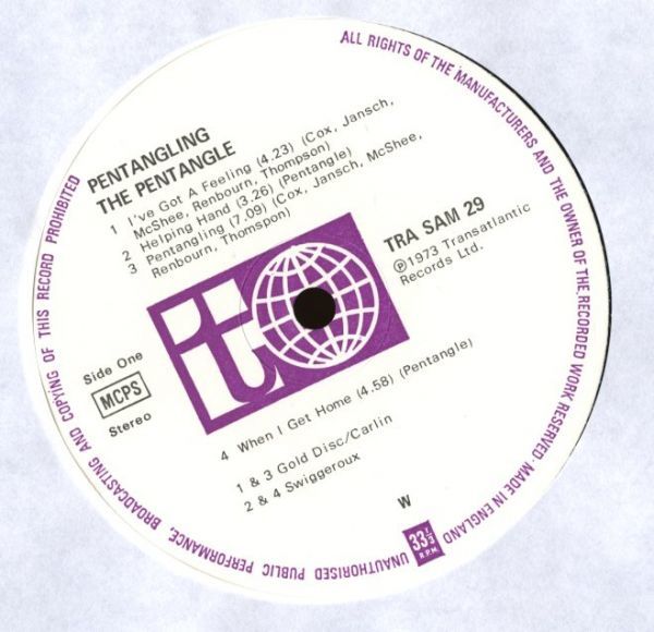 ブリティッシュ トラッド名盤 73年 UKオリジ The Pentangle / Pentangling TRA SAM 29 1stアルバム ...