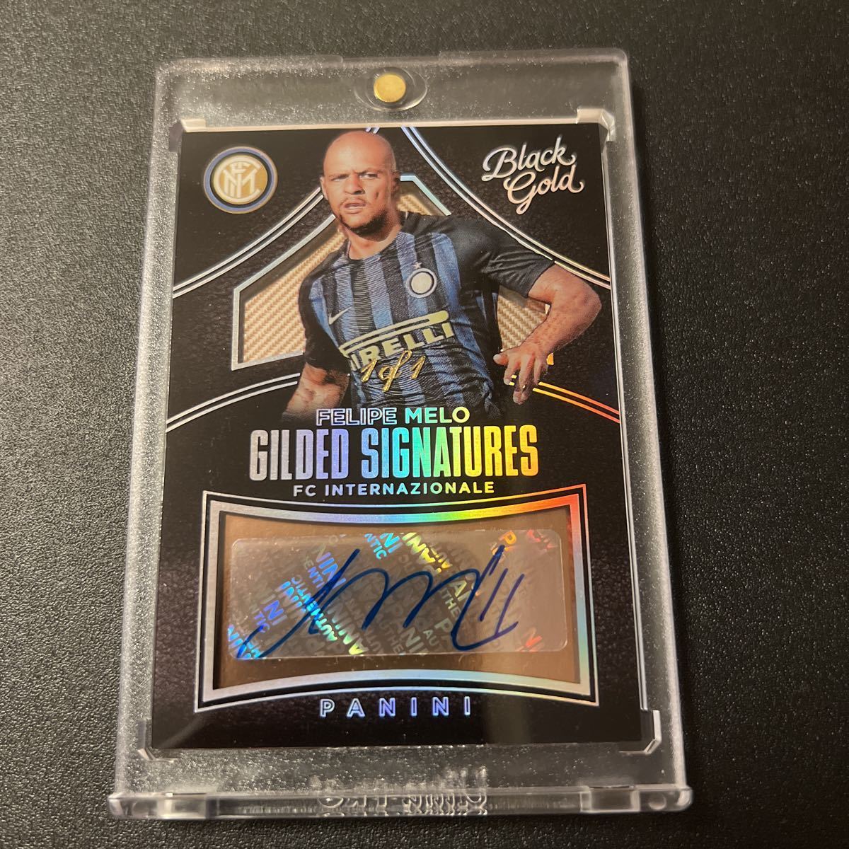1円スタート 1of1 Felipe Melo 2016-17 Panini Black Gold Gilded Signatures ...