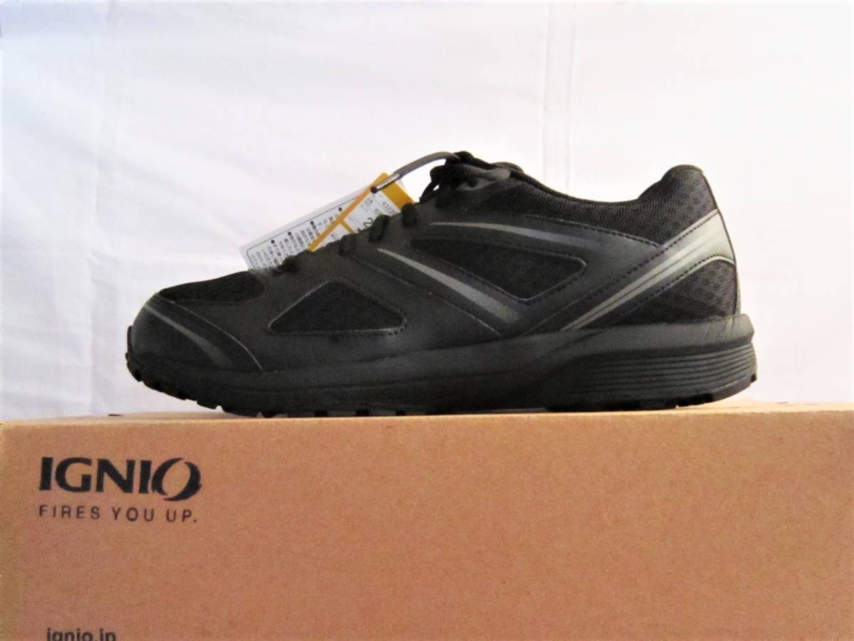 ー IGNIO イグニオ ランニング シューズ メッシュ ブラック 26㎝3D molding insole タグ付き ー(26.0cm ...