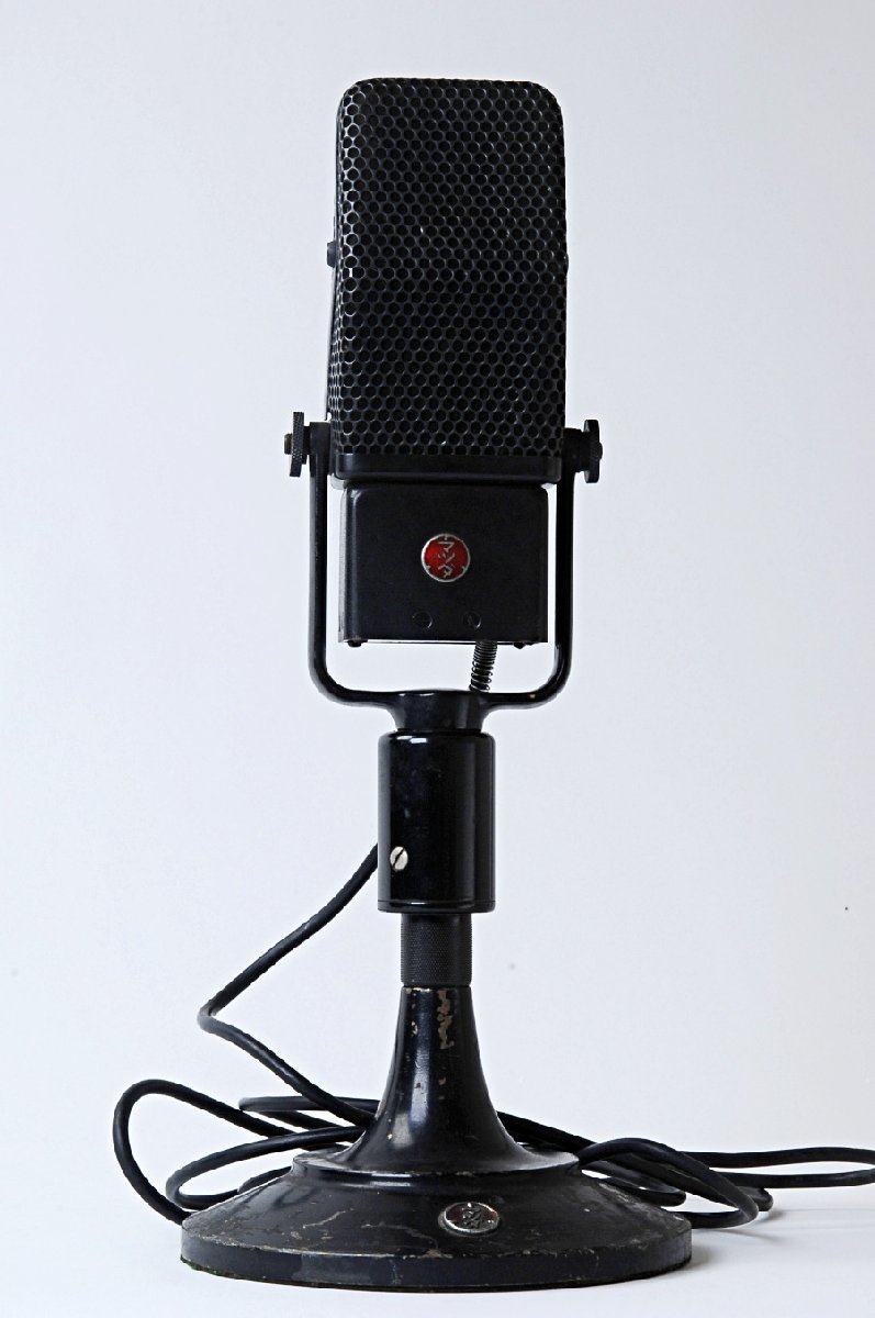 FC1502 古いマイク マツダ VELOCITY MICROPHONE ベロシティーマイクロフォン OB-1028 1950年 スタンド付 ...