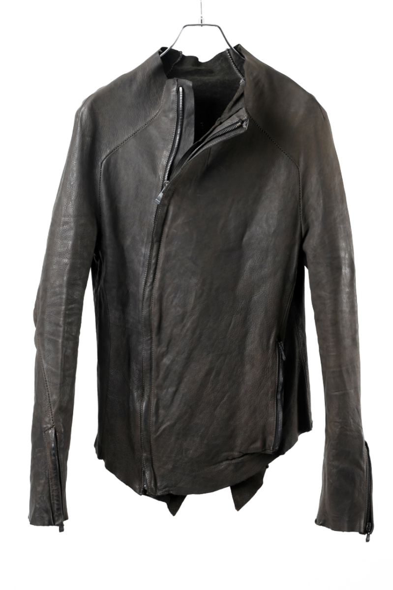 incarnation CALF LEATHER CURVED ZIP FRONT BLOUSON col.DARK GREY size.XS / インカーネーション sample(XSサイズ ...