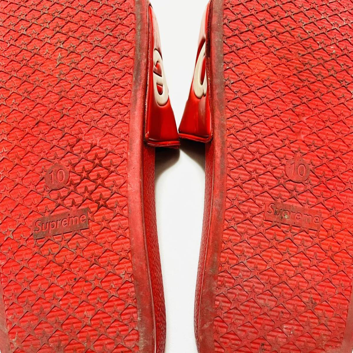 Supreme Sandals Red White 28cm US10 14ss 赤 白 サンダル エンボスロゴ シャワーサンダル デカロゴ ...