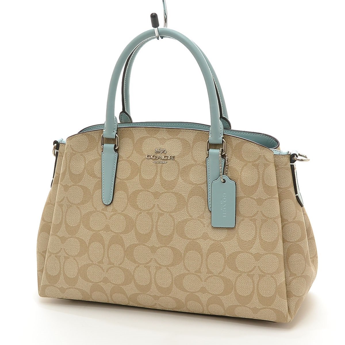 421972 COACH コーチ 2WAYトートバッグ ショルダーバッグ シグネチャー F29683 PVC レザー レディース ベージュ ...