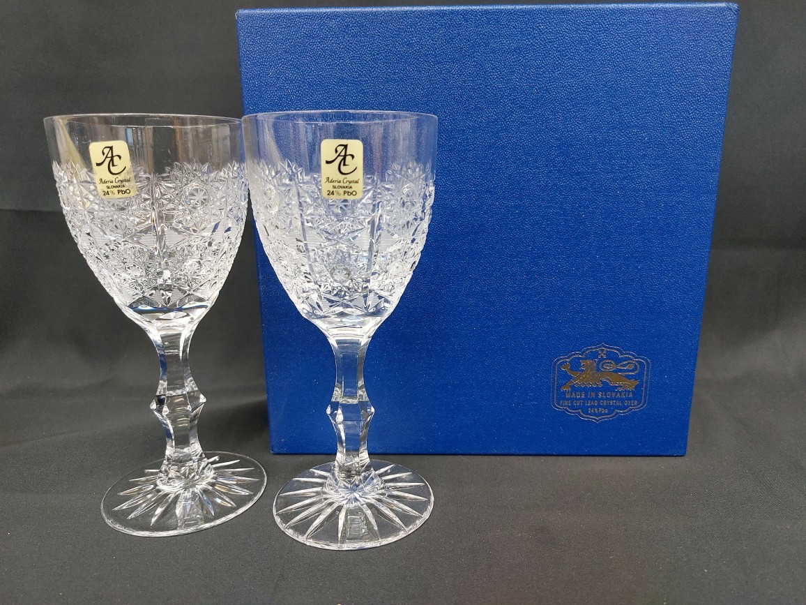 仙34 Aderia Crystal SLOVAKIA 24％ Pbo グラス 2個セット 箱付 ACグラス JS-373(クリスタルガラス ...
