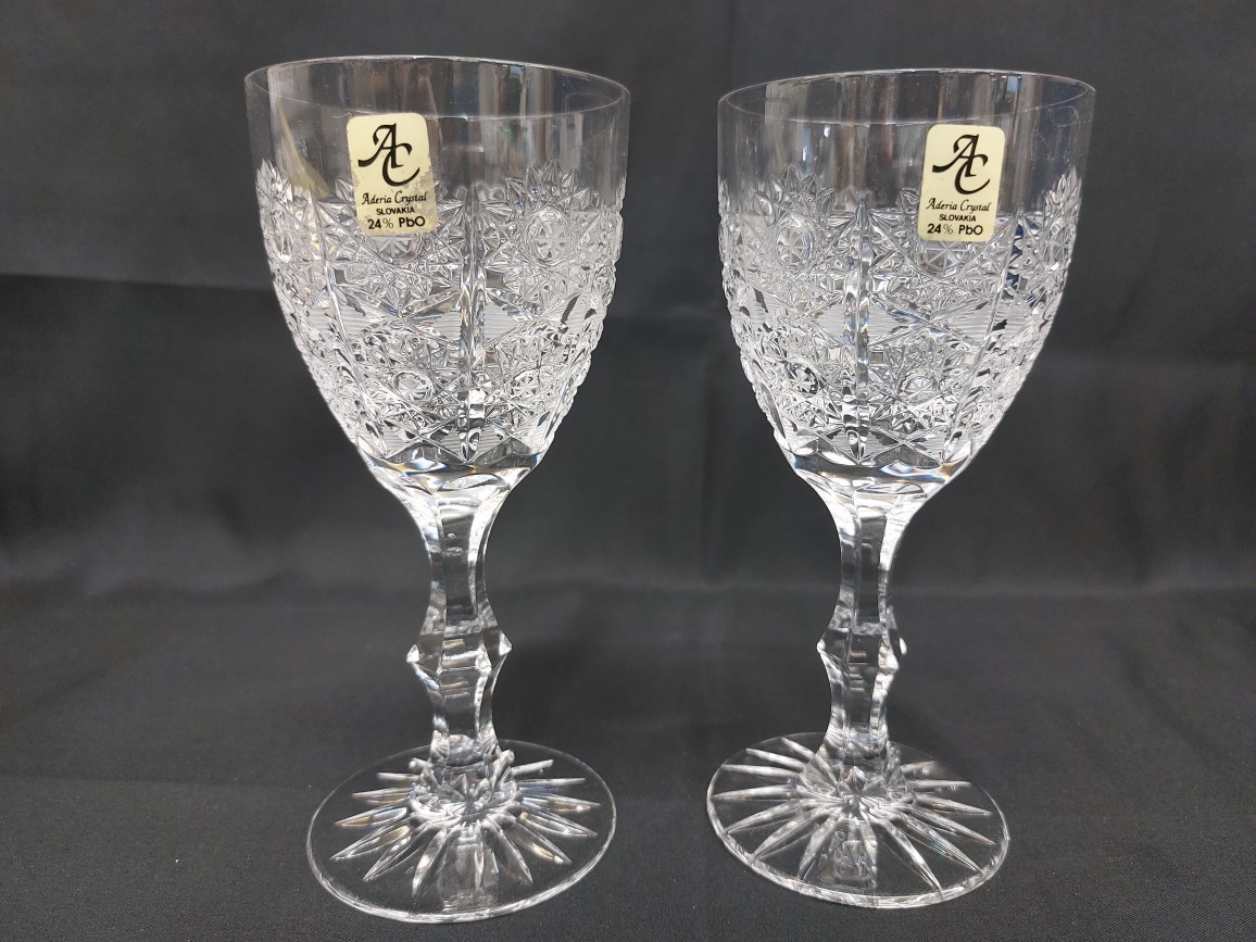 仙34 Aderia Crystal SLOVAKIA 24％ Pbo グラス 2個セット 箱付 ACグラス JS-373(クリスタルガラス ...